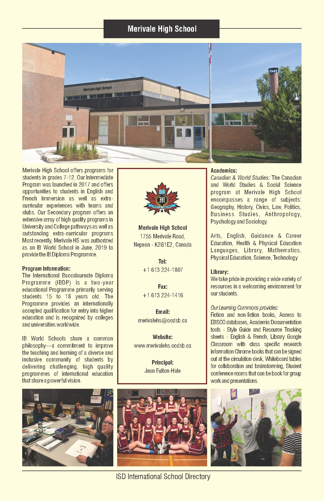 Merivale High School Canada - ISD International School Directory